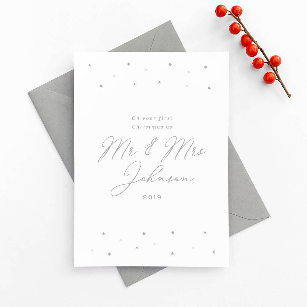 Personalised Grey Star First Christmas Married Card By Project Pretty Personalised Grey Star First Christmas Married Card By Project Pretty