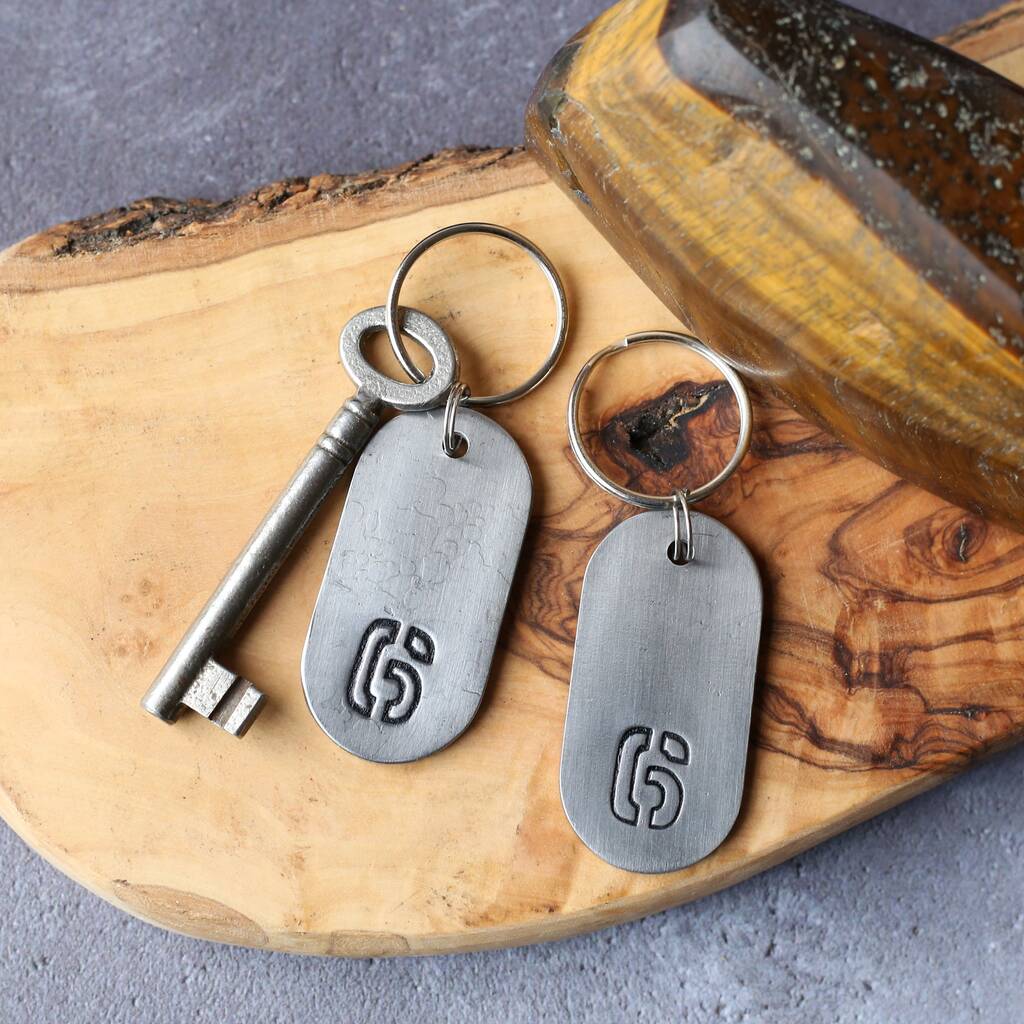 6th Anniversary Iron Dog Tag Key Ring By Coach House Forge