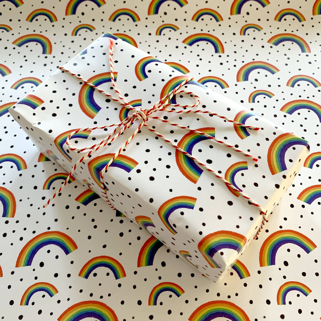 Rainbow Wrapping Paper, Rainbow Spotty Gift Wrap Sheets By Rebecca ...