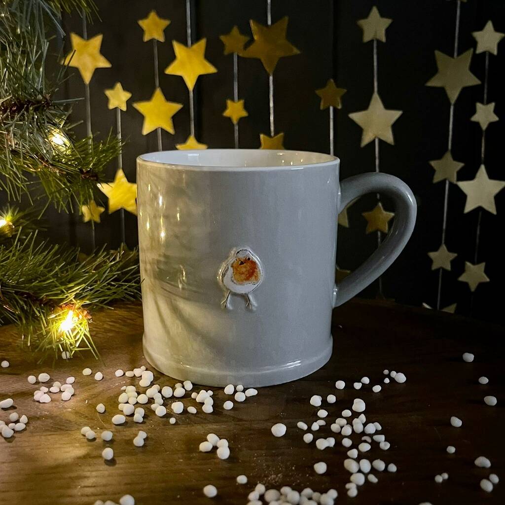 Ceramic Embossed Robin Mug By Nest Gifts