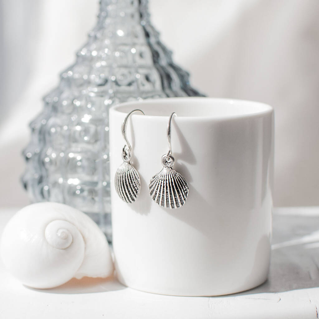 Scallop Shell Dangle Earrings By Juju Treasures