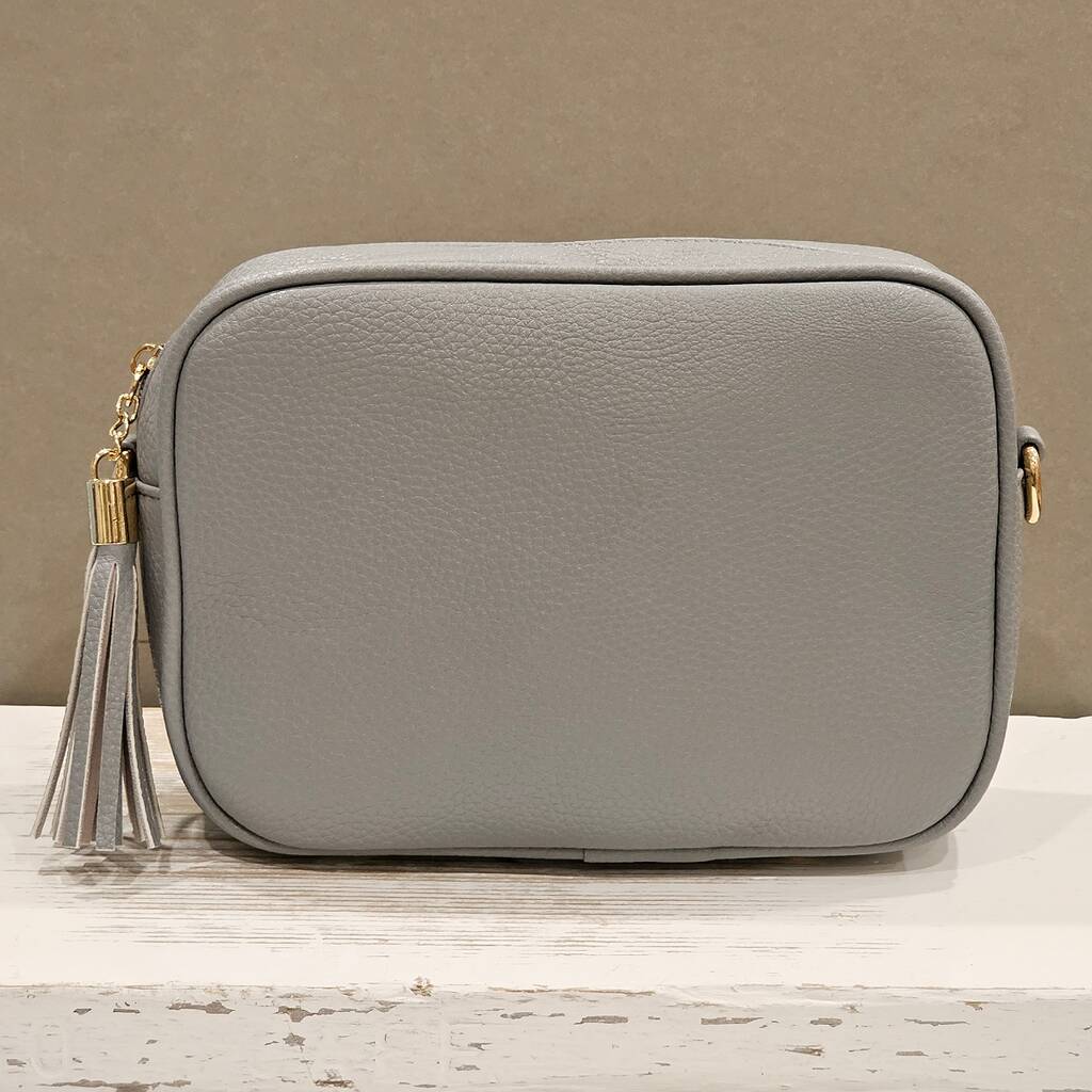 Single Zip Cross Body Bag With Tassel In Grey By Nest ...