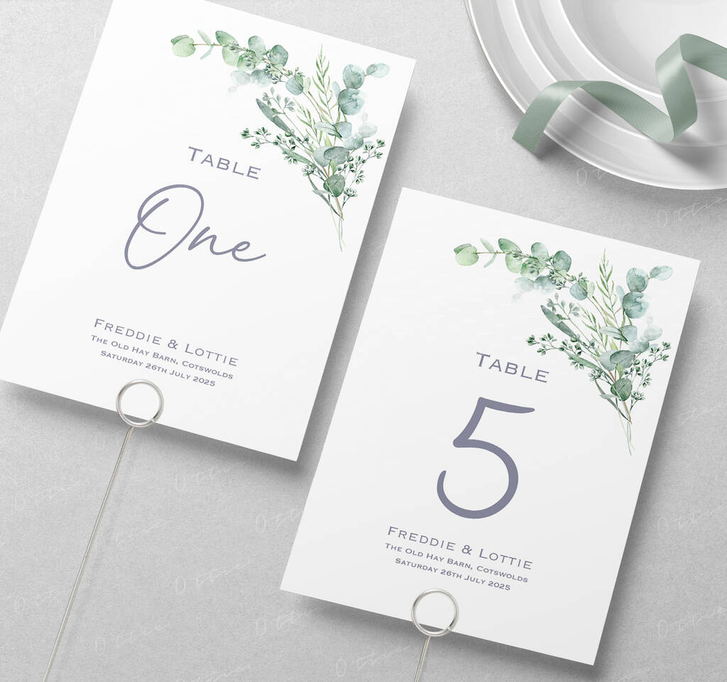 Wedding Table Numbers Green Leaf By Ottie Design | notonthehighstreet.com