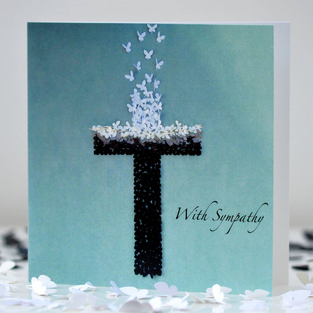 Jesus The Cross With Sympathy Card By Inkywool Butterfly Art ...