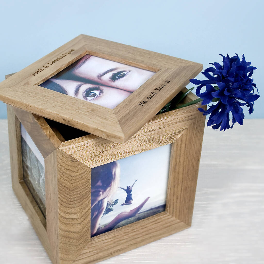 Personalised Oak Friends Photo Cube Keepsake Box By JUNGLEY | notonthehighstreet.com