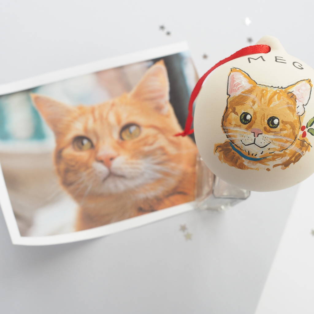 cat's christmas bauble decoration portrait by katie simpson ...