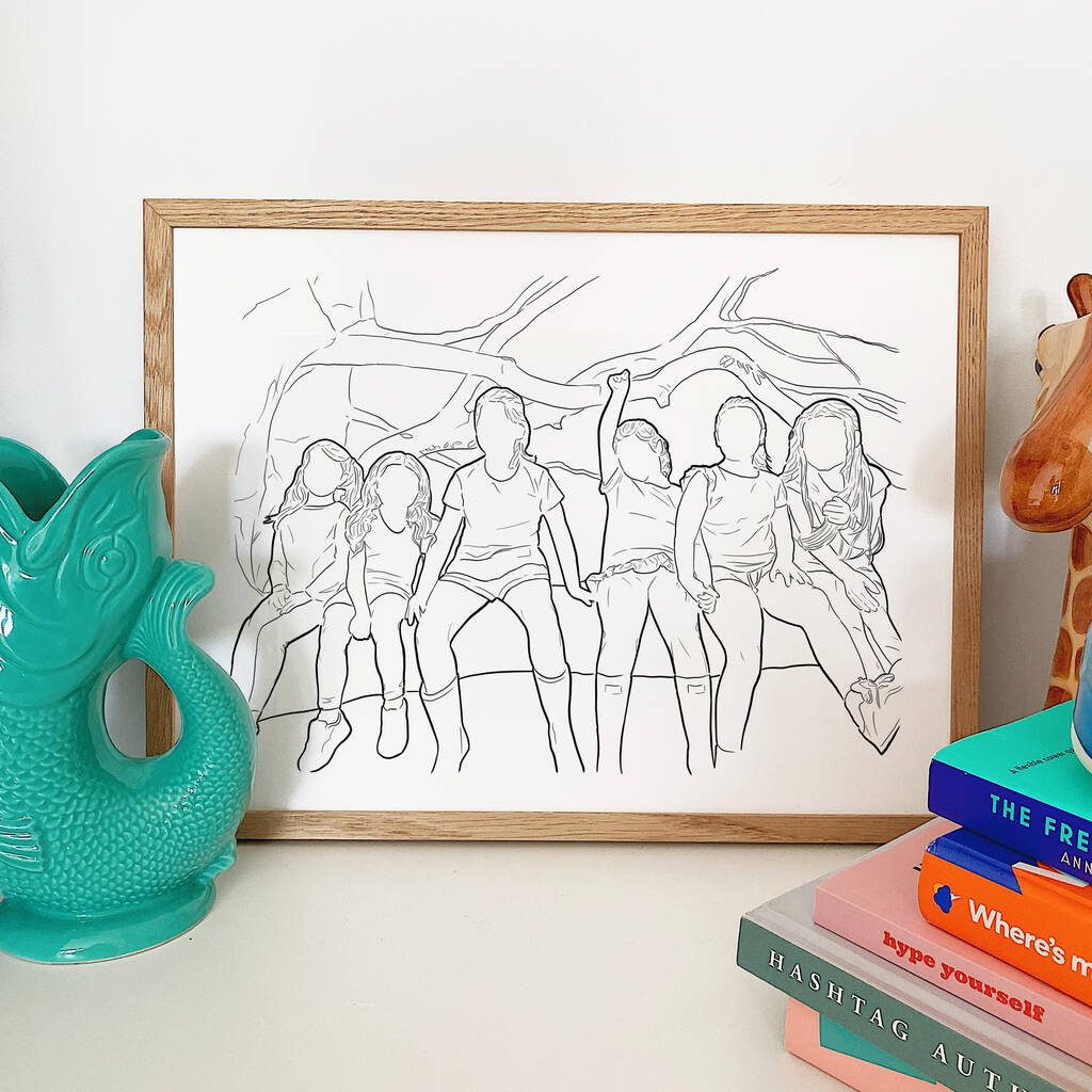 Personalised Line Drawing Family Portrait Illustration By La Fam ...