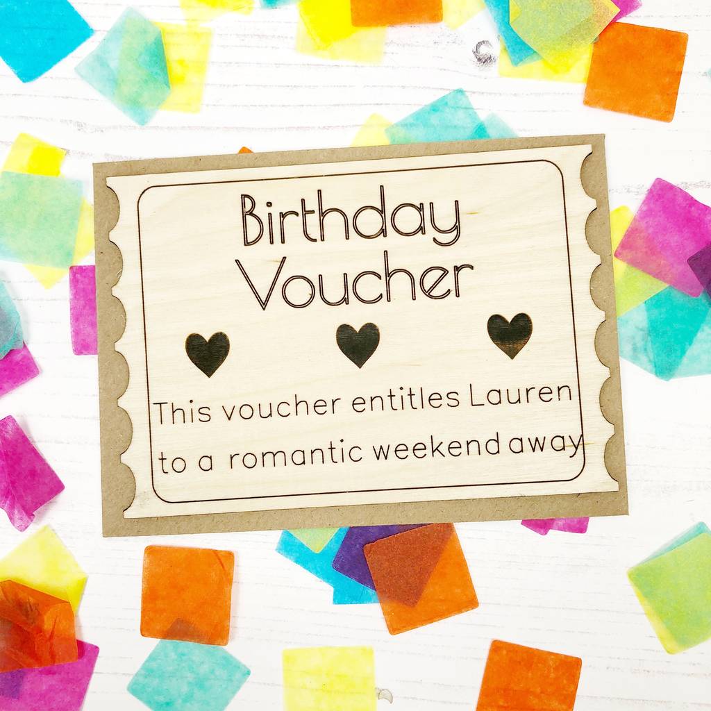  birthday Voucher Wooden Card By Jayne Tapp Design