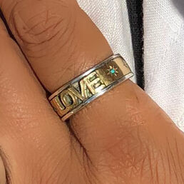 Love Rocks Turquoise Silver And Brass Spinning Ring By Charlotte's Web ...