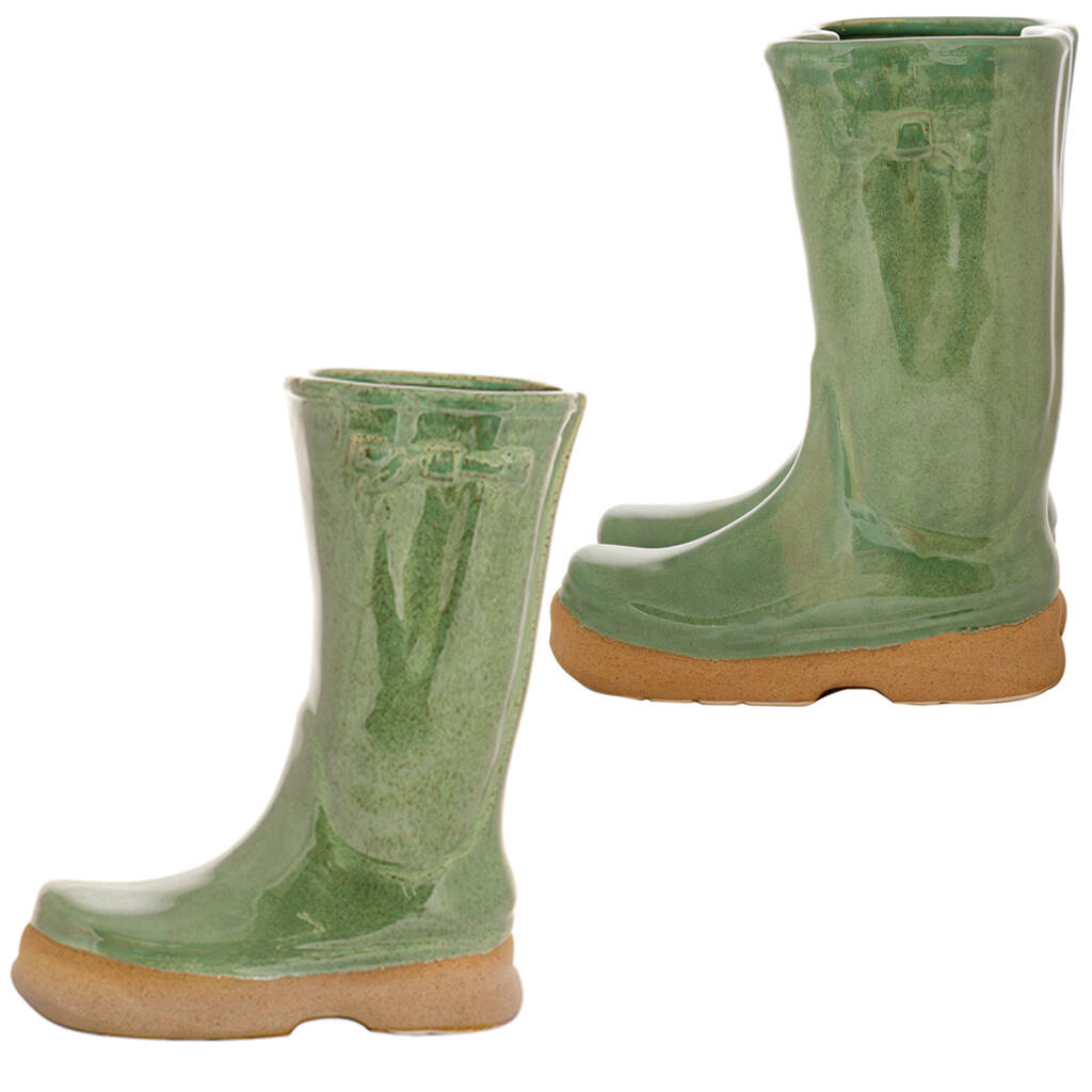 calstock green wellington boot planters by dibor | notonthehighstreet.com