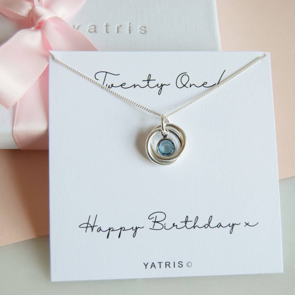 21st Birthday Necklace With Birthstone By Yatris | notonthehighstreet.com