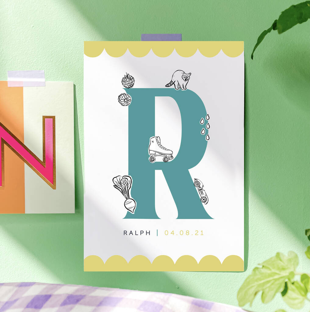 Personalised Illustrated Name Print By Otts & Co