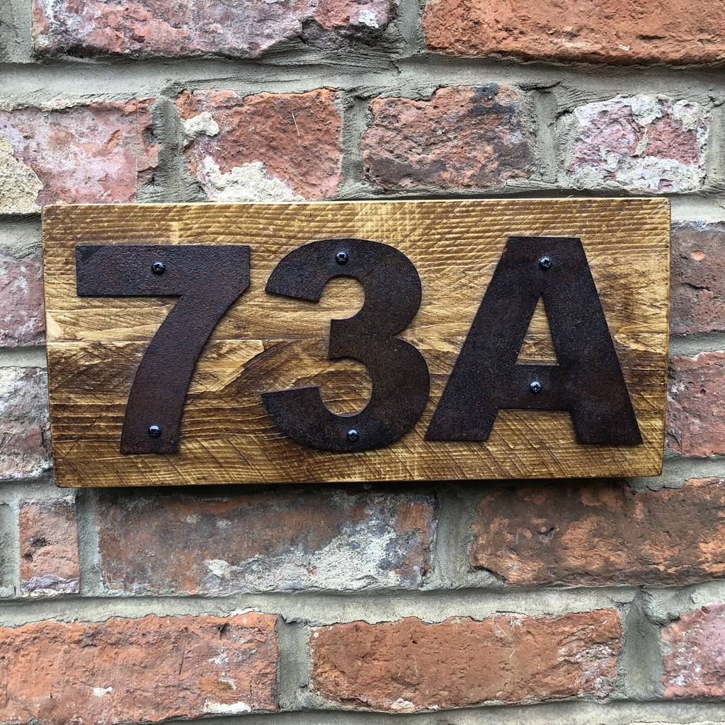 Reclaimed Pine And Metal House Wall Door Numbers By The Rustic ...