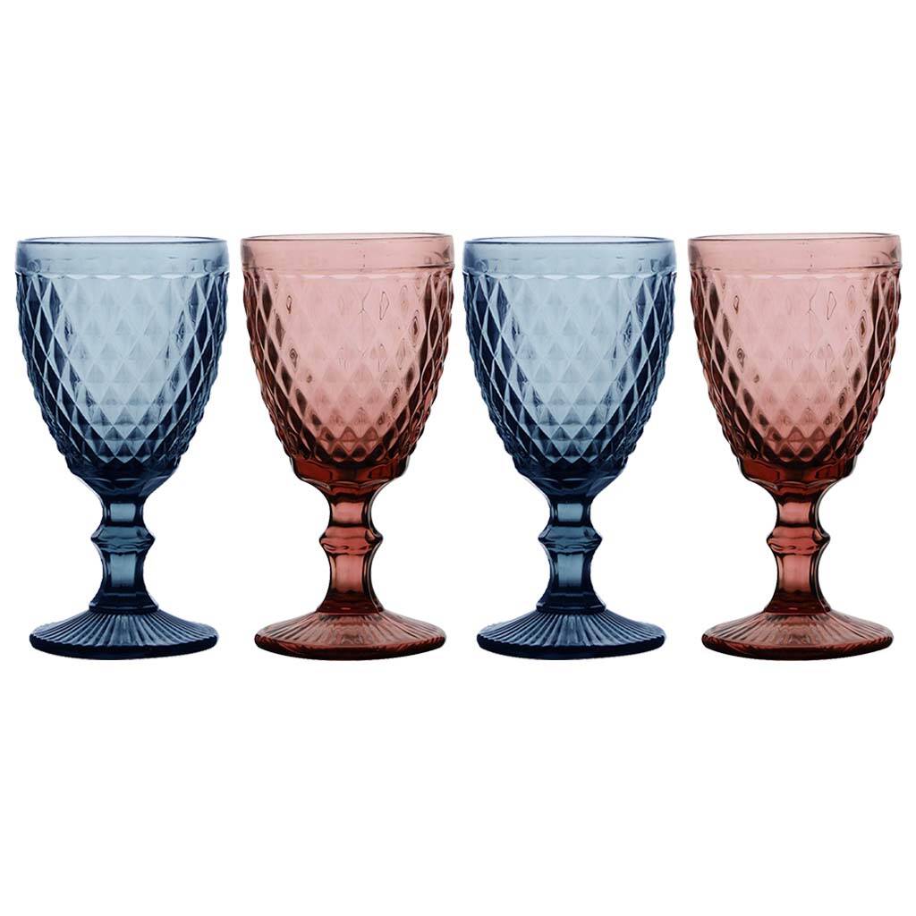 Set Of Four Diamond Glass Goblets By Dibor | notonthehighstreet.com