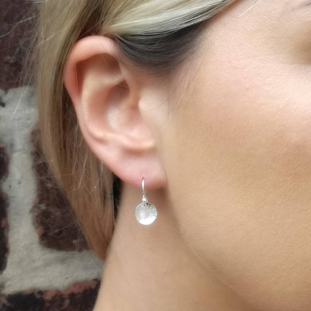 Silver Circle Hammered Disc Drop Earrings By Marion Made Jewellery ...