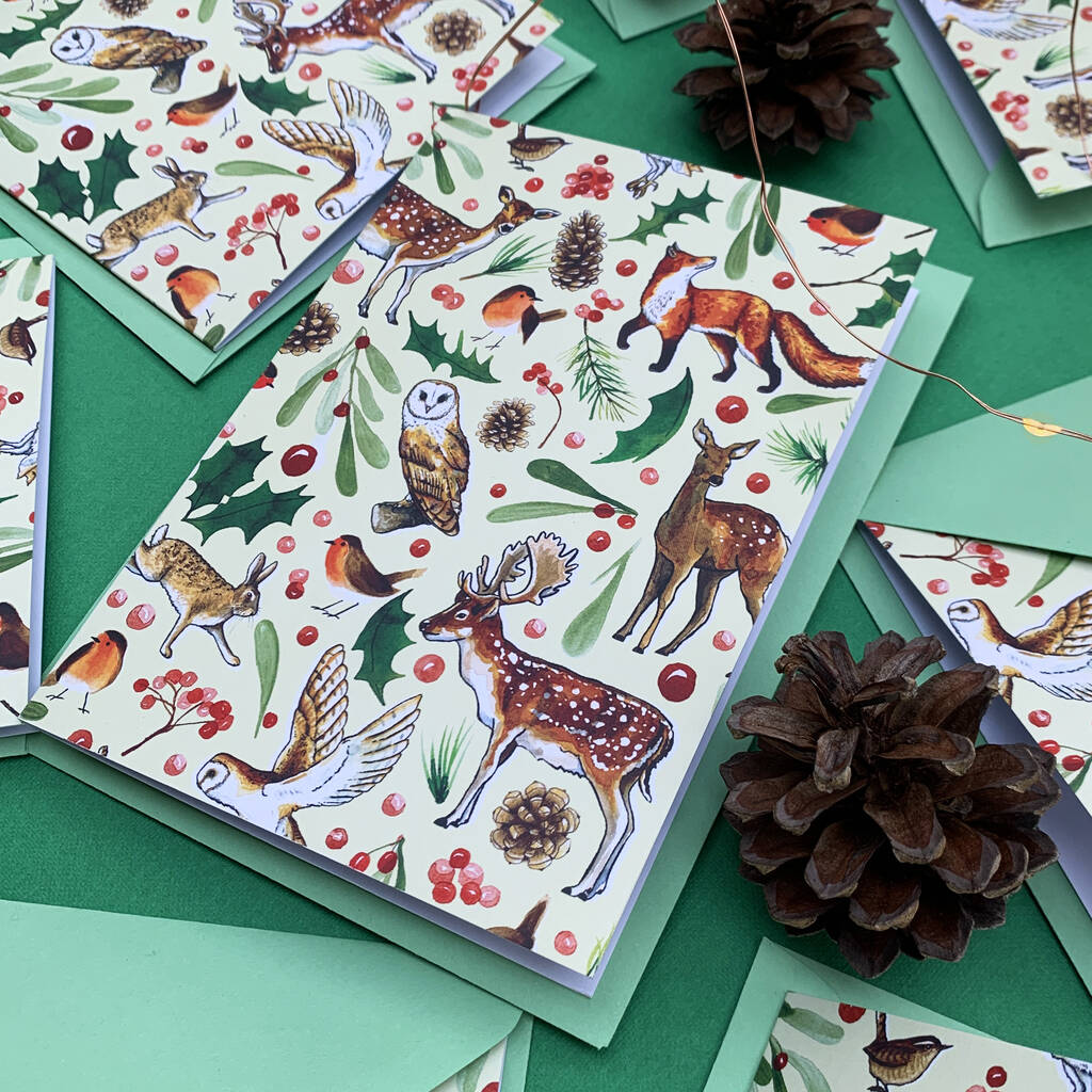 Woodland Animals Christmas Card Pack Of 12 By Alexia Claire ...
