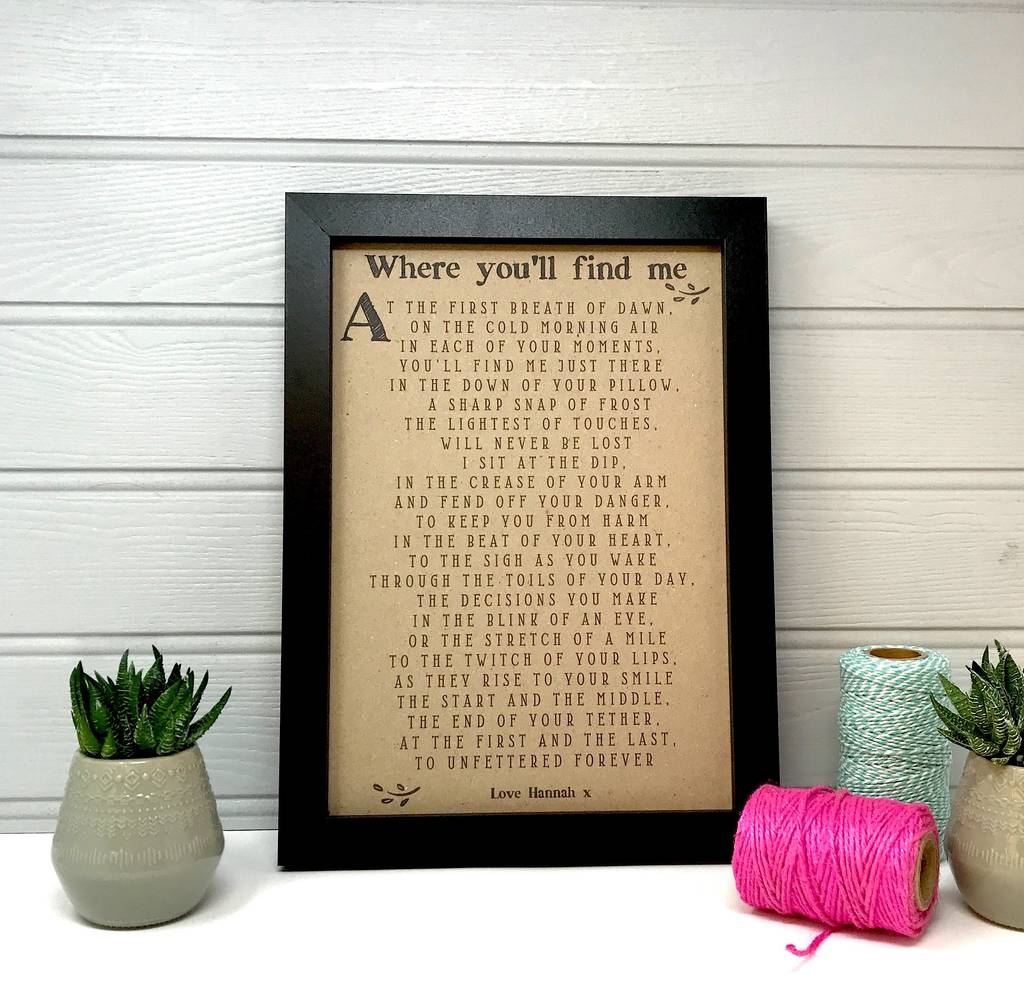 where you'll find me poem print by shmuncki | notonthehighstreet.com