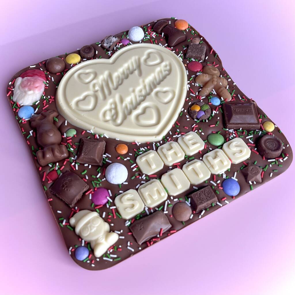 Xl Merry Christmas Personalised Chocolate Slab By Choc Til You Drop ...