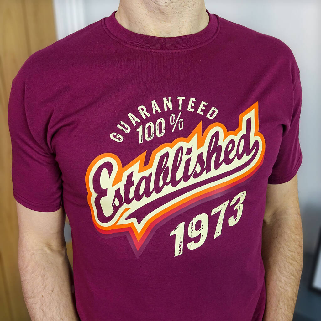 Personalised 'Established' Birthday Year T Shirt By Good Time Gifts ...