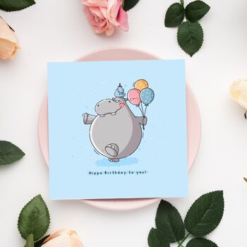 Cute Hippo Birthday Card By Toastedink