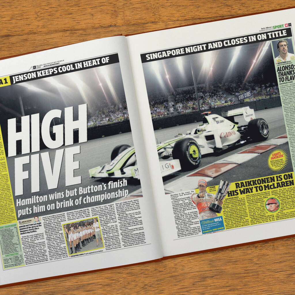 Formula One Personalised UK Sports Gift Newspaper Book By Historic ...