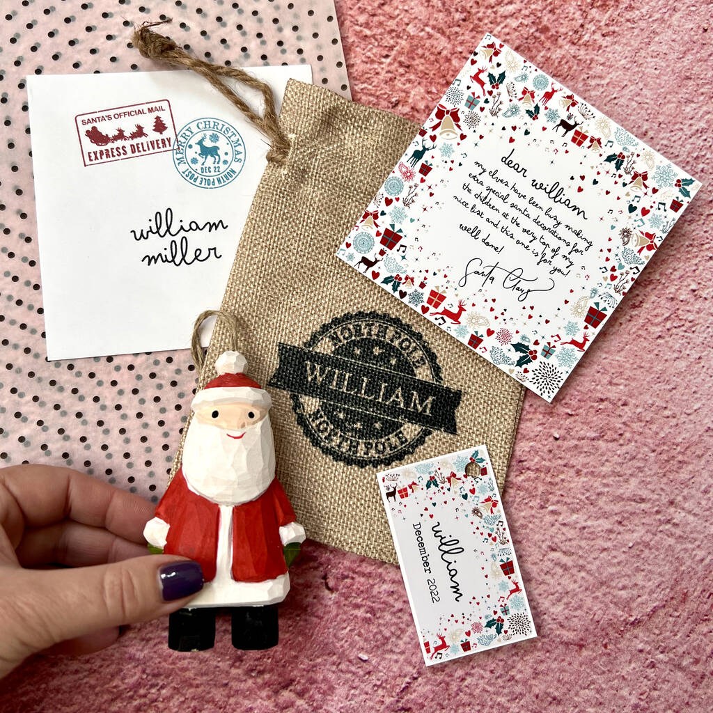 Wooden Santa Personalised Decoration By Spotty N Stripy