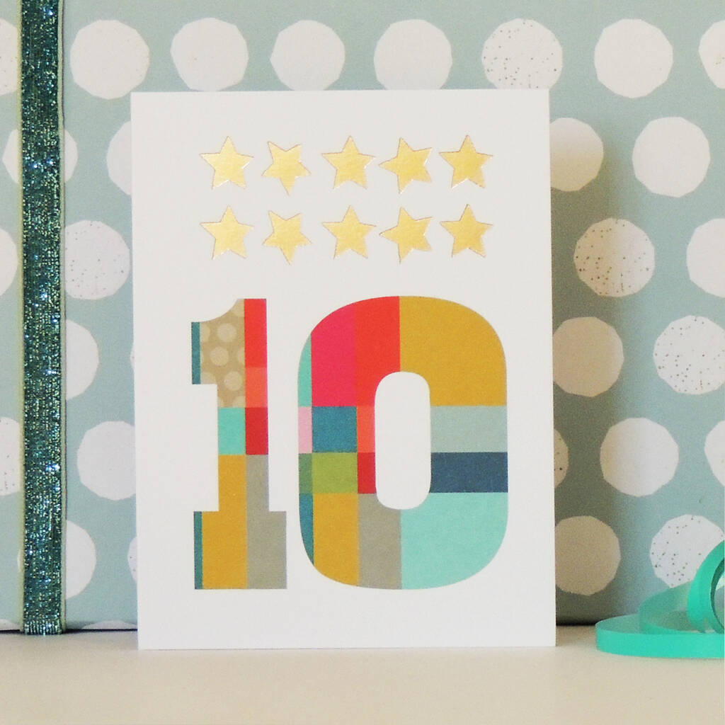Mini Gold Star Number Ten Card By Kali Stileman Publishing ...