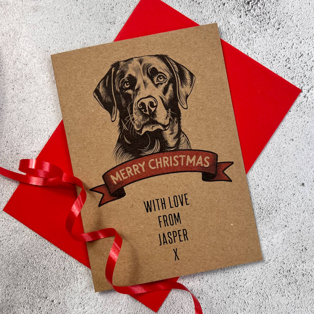 Personalised Labrador Dog Portrait Christmas Card By Adam Regester Design