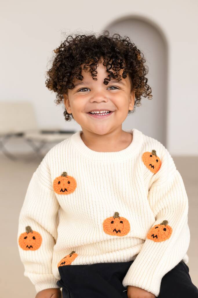Halloween Pumpkin Applique Knitted Jumper By Minni