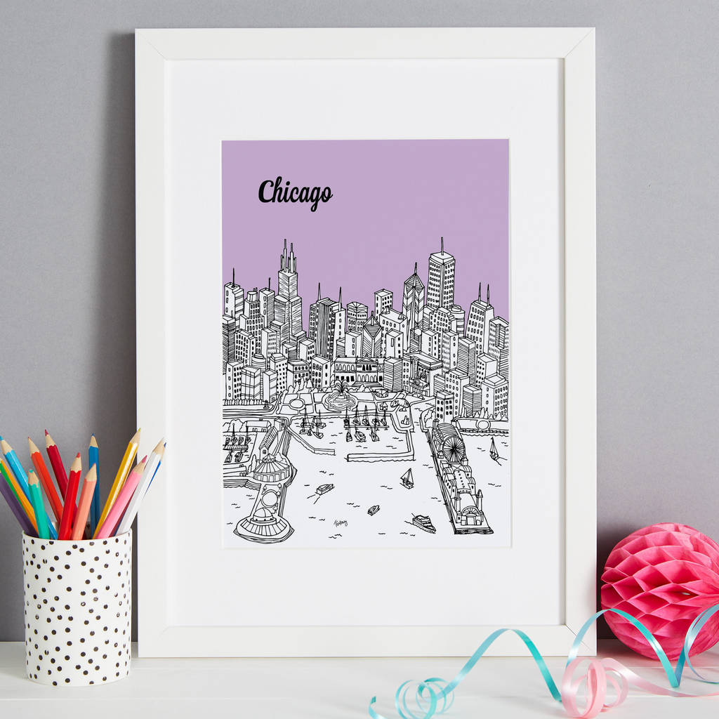 personalised chicago print by tessa galloway illustration ...