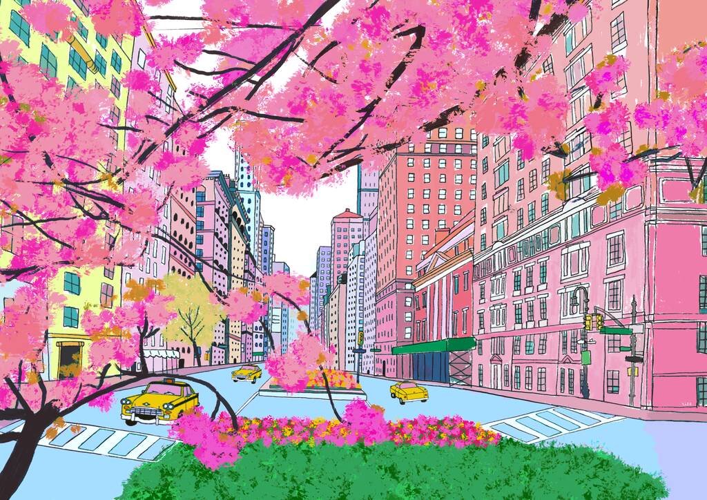 New York City Street Print By The Interior Flower Art