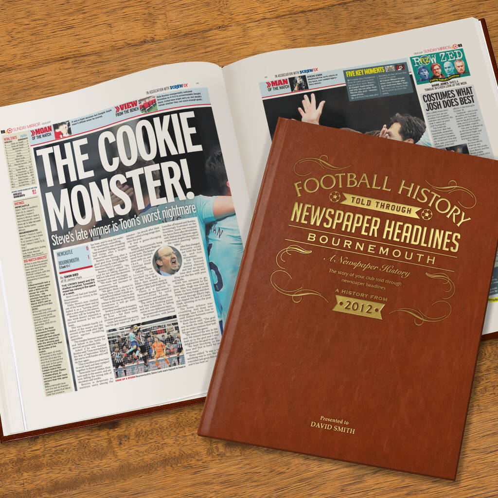 Bournemouth Personalised Football Gift Newspaper Book By Historic ...