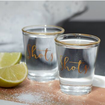 Set Of Two Gold Rimmed Shot Glasses By The Alphabet Gift Shop ...