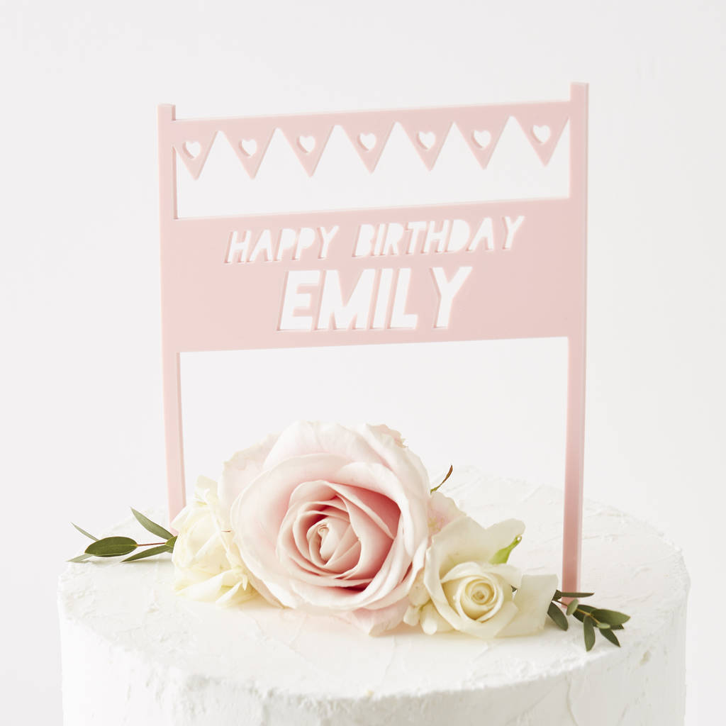 Personalised Flag Bunting Birthday Cake Topper By Sophia Victoria Joy ...