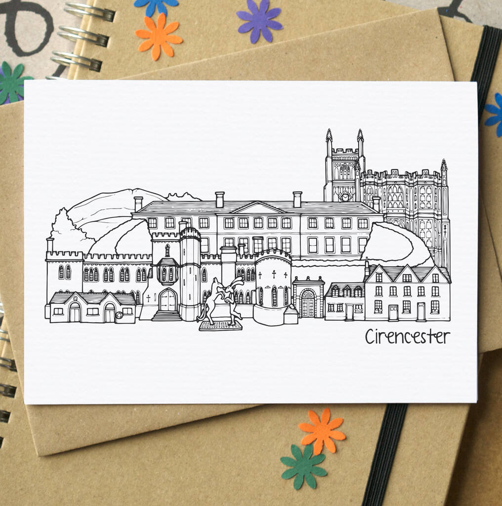 Cirencester Skyline Art Print Unframed By Becka Griffin Illustration ...