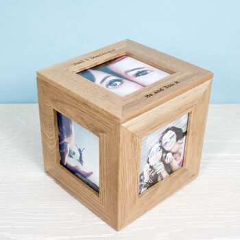 Personalised Oak Photo Cube Keepsake Box By JUNGLEY | notonthehighstreet.com