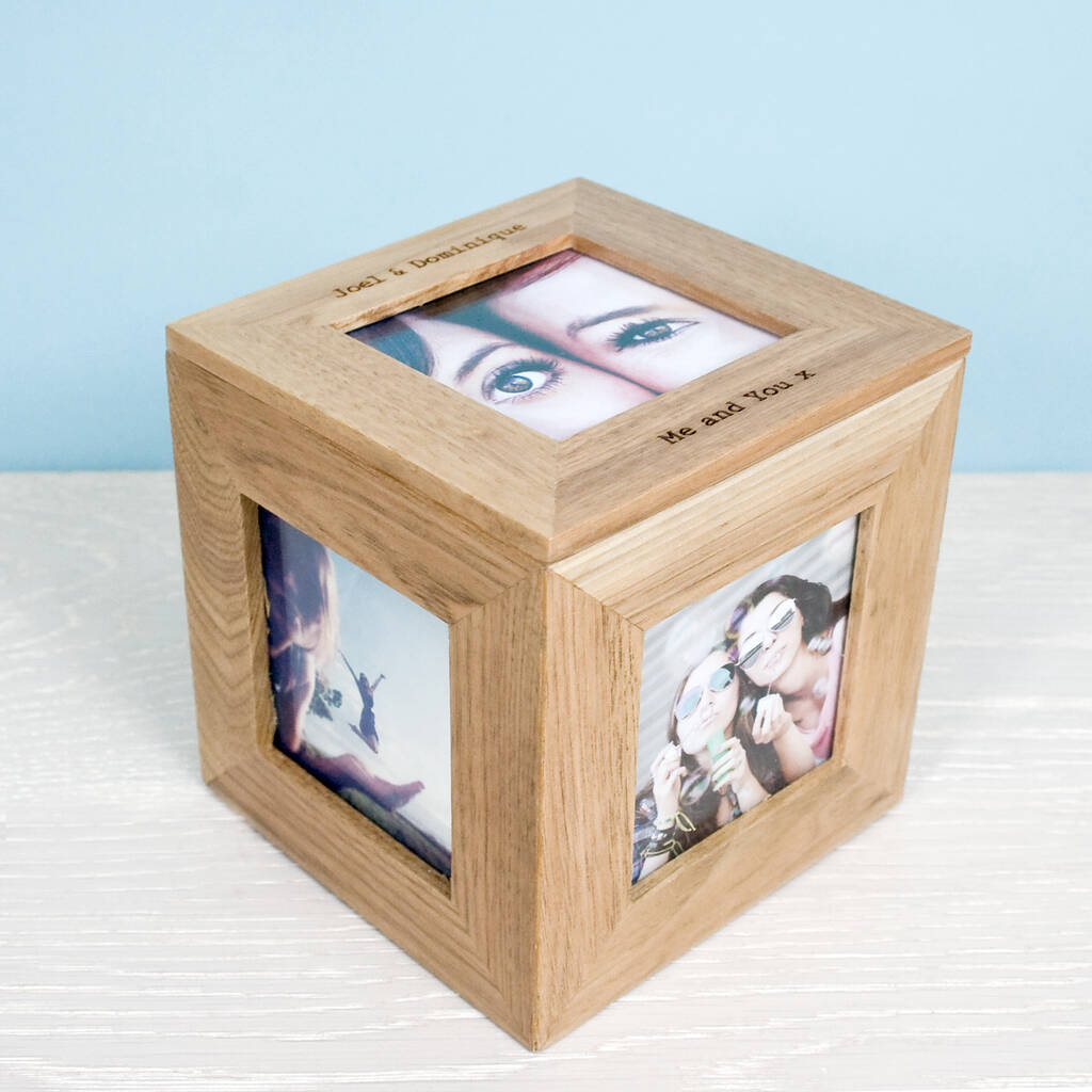 Personalised Oak Photo Cube Keepsake Box By JUNGLEY | notonthehighstreet.com