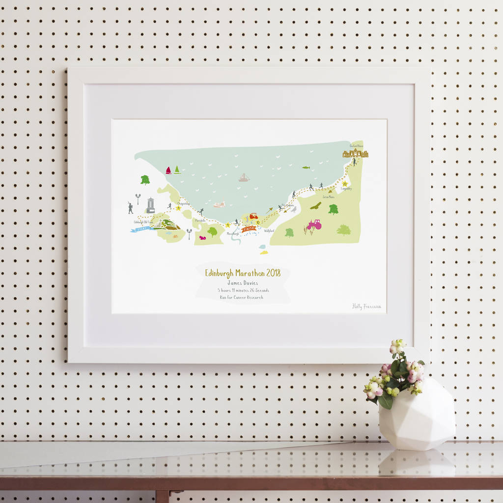 edinburgh marathon route map personalised print by holly francesca ...