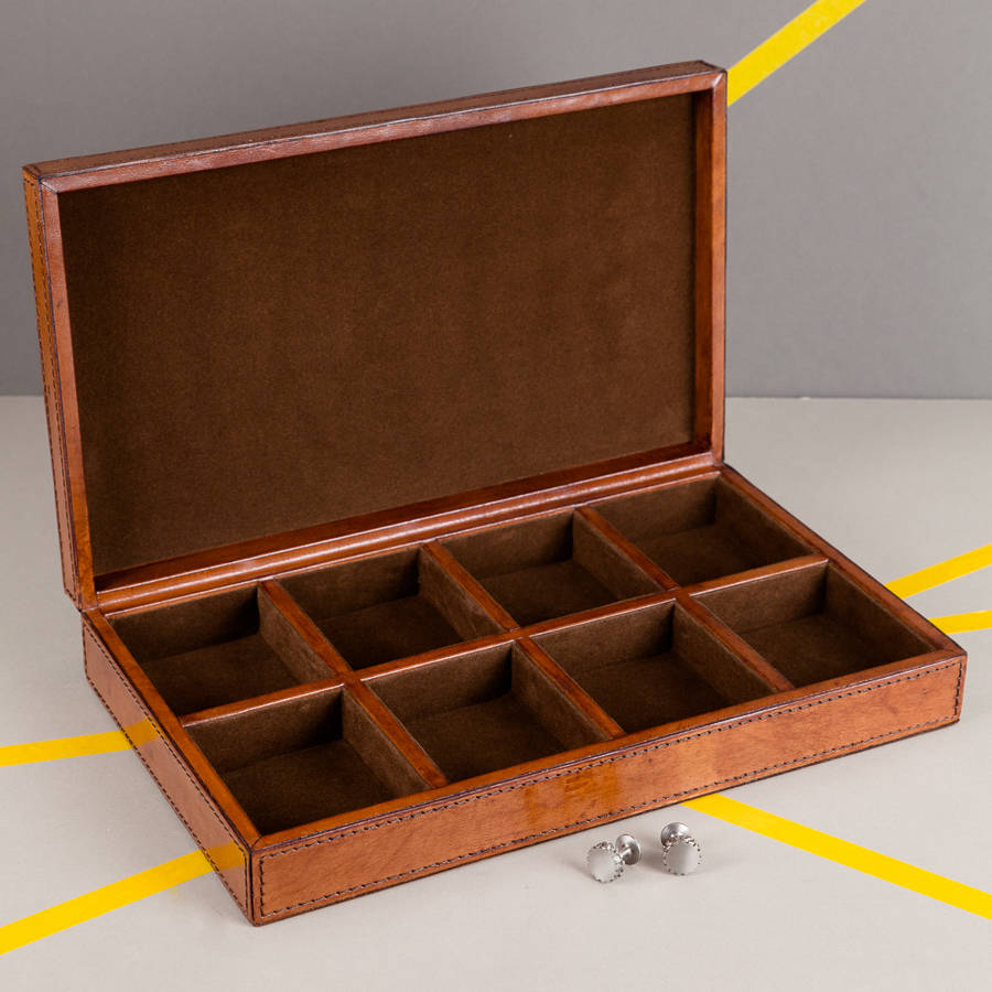 personalised gents leather cufflink box large by ginger rose ...