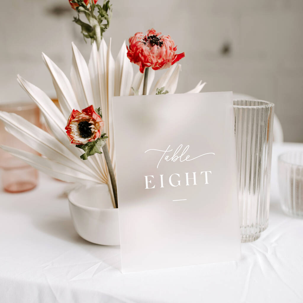 Frosted Acrylic White Ink Wedding Table Numbers By Crum Co 