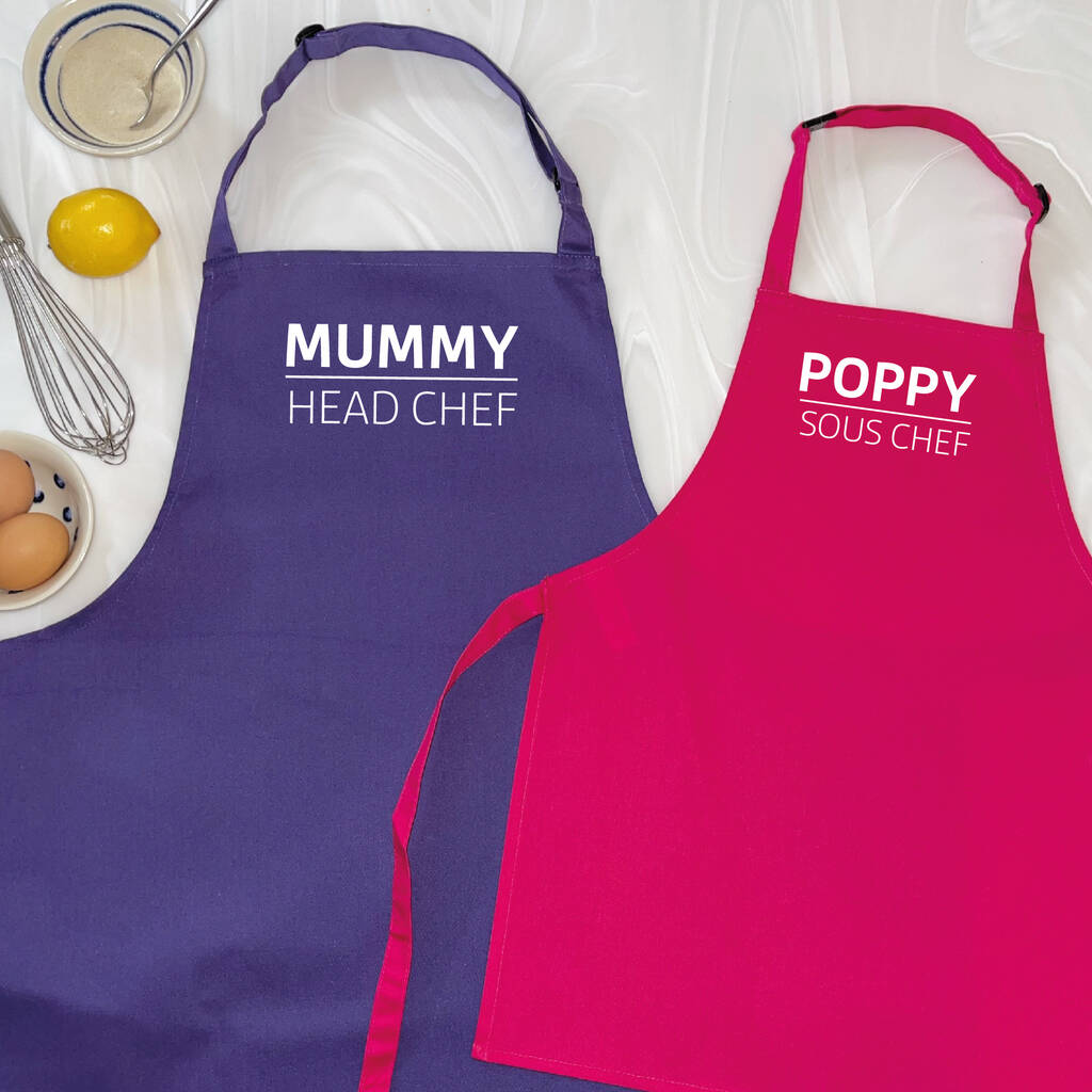 Personalised Head And Chef Sous Chef Aprons By Lovetree Design