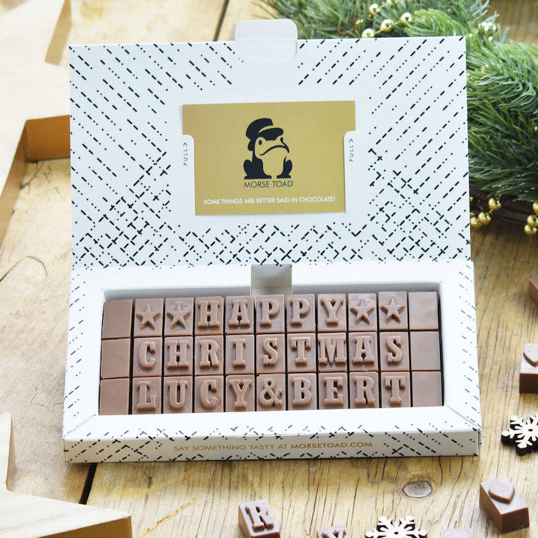personalised chocolate gift in a large box by morse toad chocolate ...