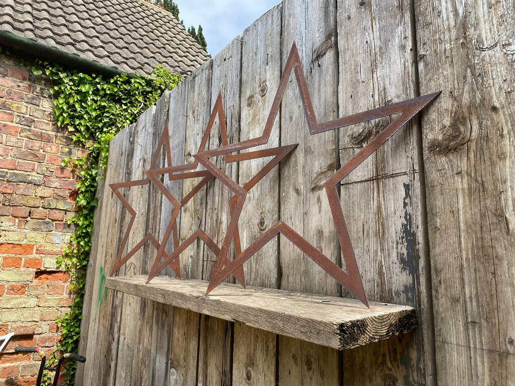Three Extra Large Rusted Metal Barn Stars By Rw Norfolk ...