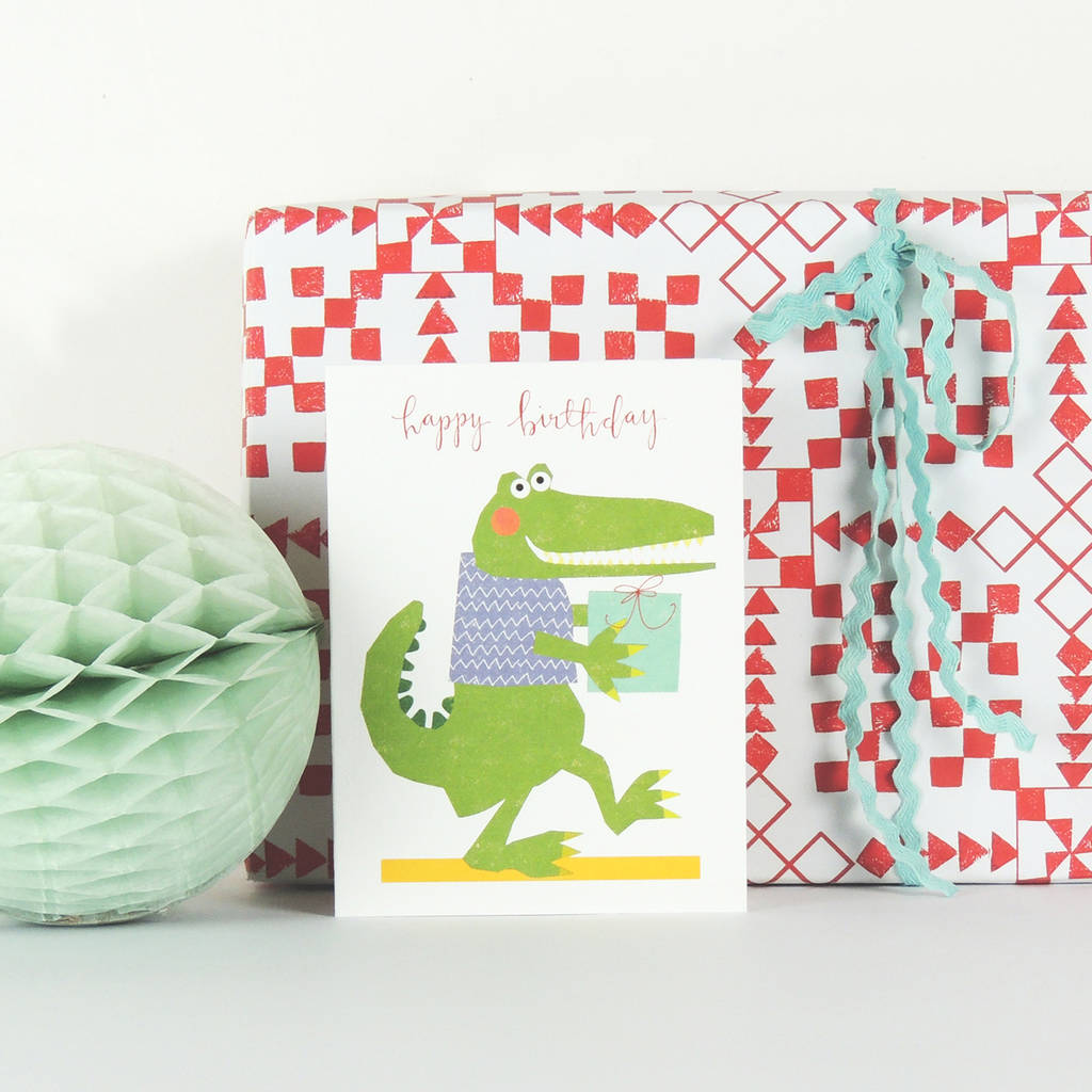 happy birthday crocodile mini card by kali stileman publishing ...