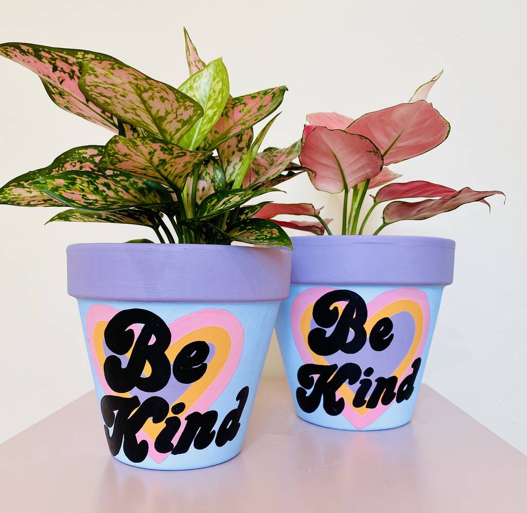 Be Kind Hand Painted Plant Pot By Proudly Potty | notonthehighstreet.com