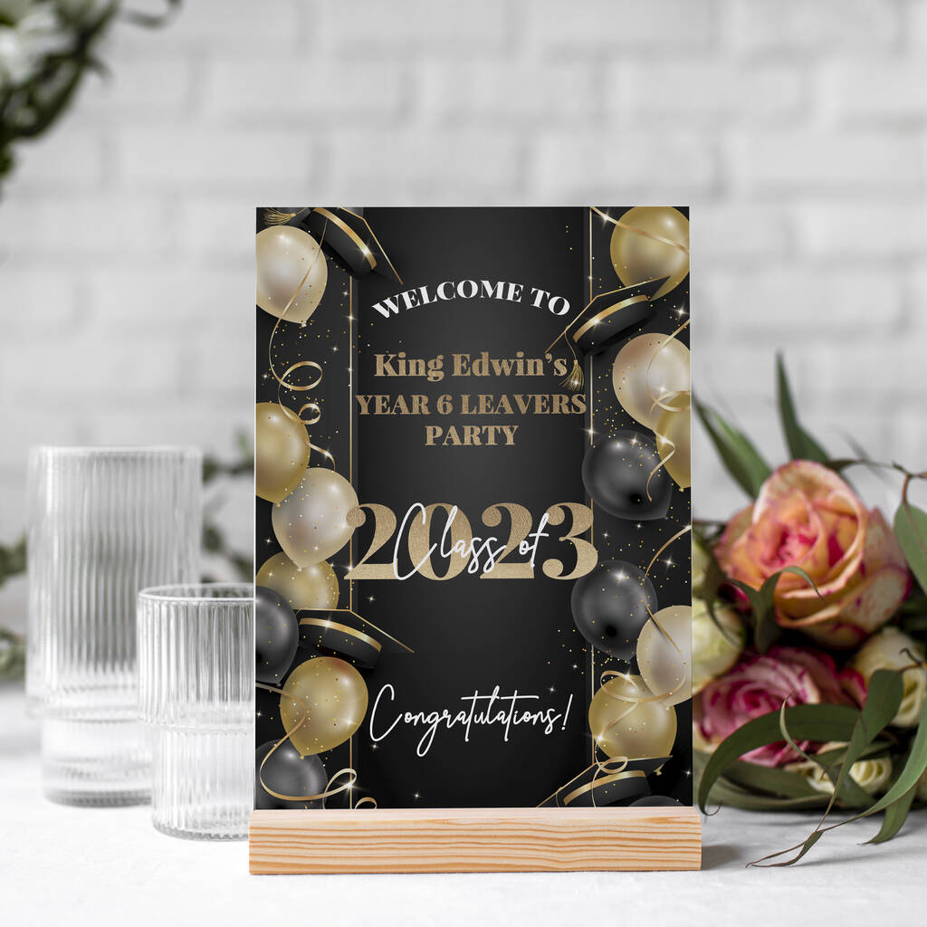 Black And Gold School Leavers Selfie Frame And Sign By Smart Party Shop ...