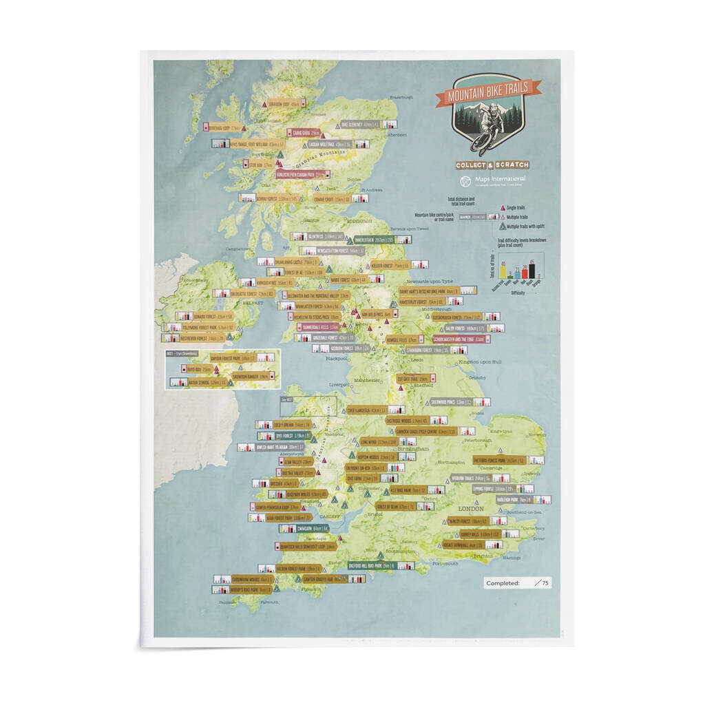Personalised Scratch Off UK Mountain Bike Trails Print By Maps ...