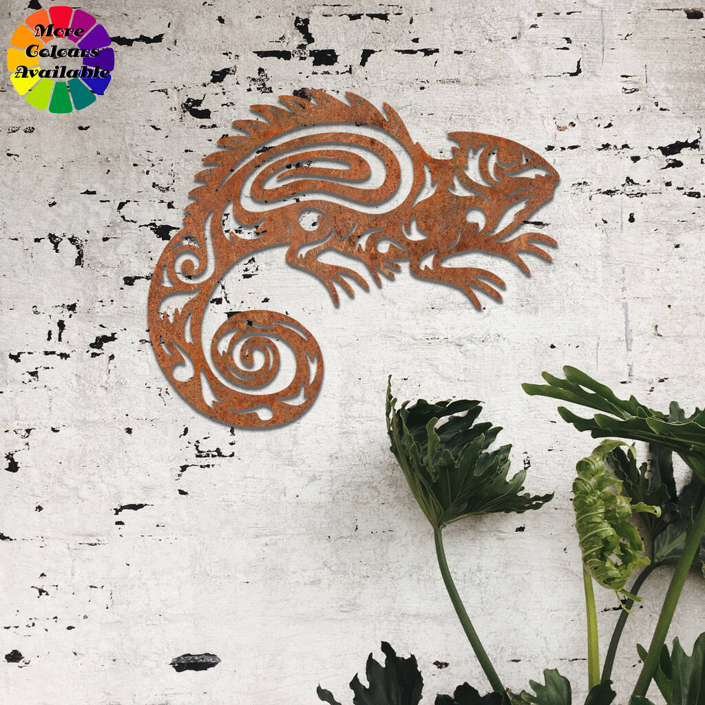 Rusty Metal Chameleon Decor Metal Lizard Wall Art By Duke Craft ...