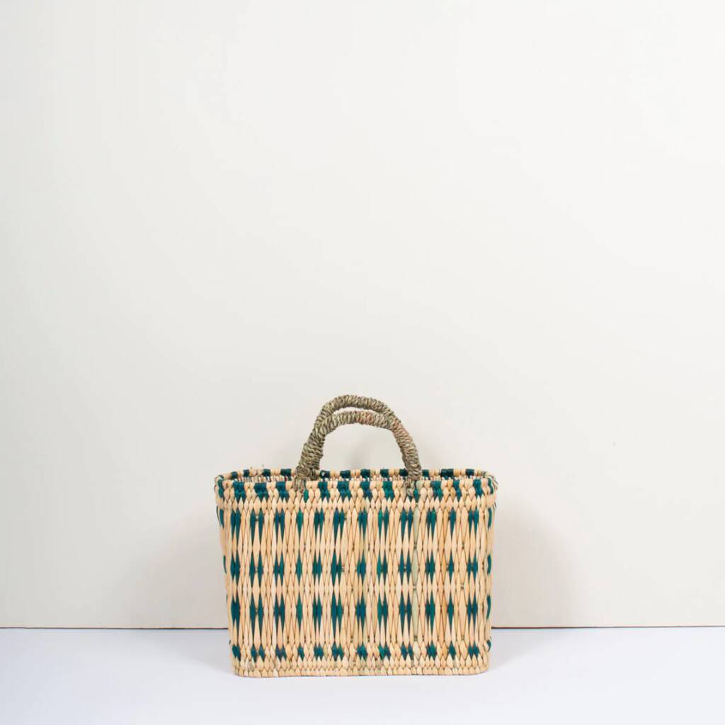 Woven Reed Basket Green By Grey Star Interiors