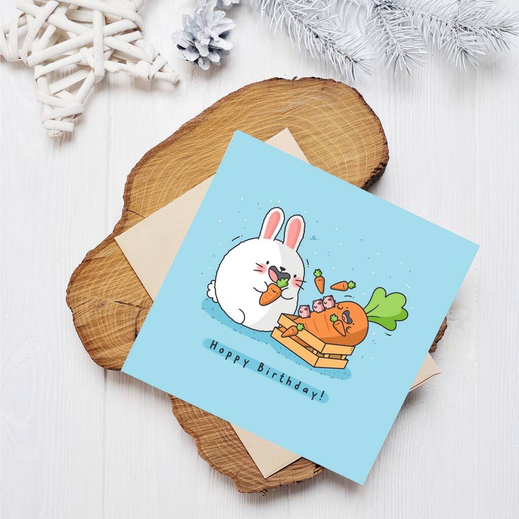 Cute Bunny Rabbit Birthday Card By Toastedink
